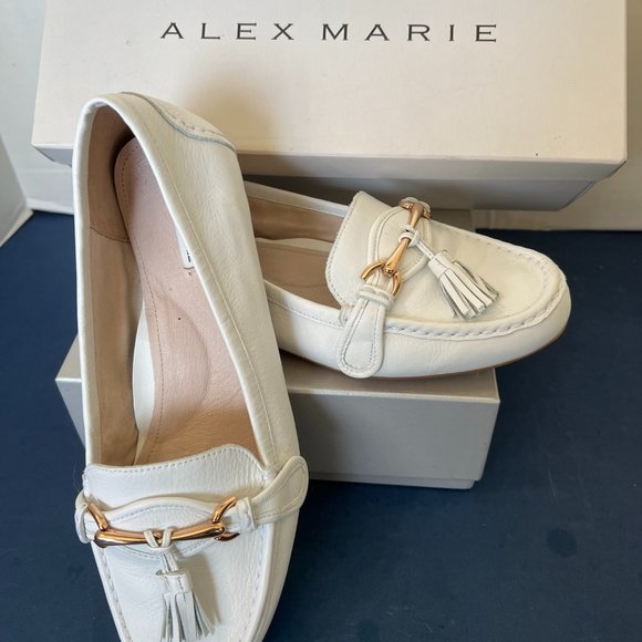 Alex Marie | Shoes | Alex Marie White Leather Penny Loafers | Poshmark